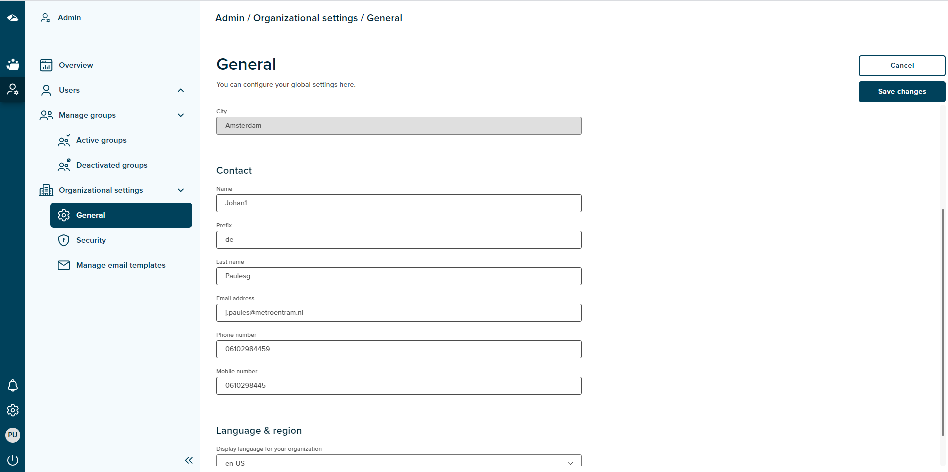 Organizational Settings-General | Decos Wiki