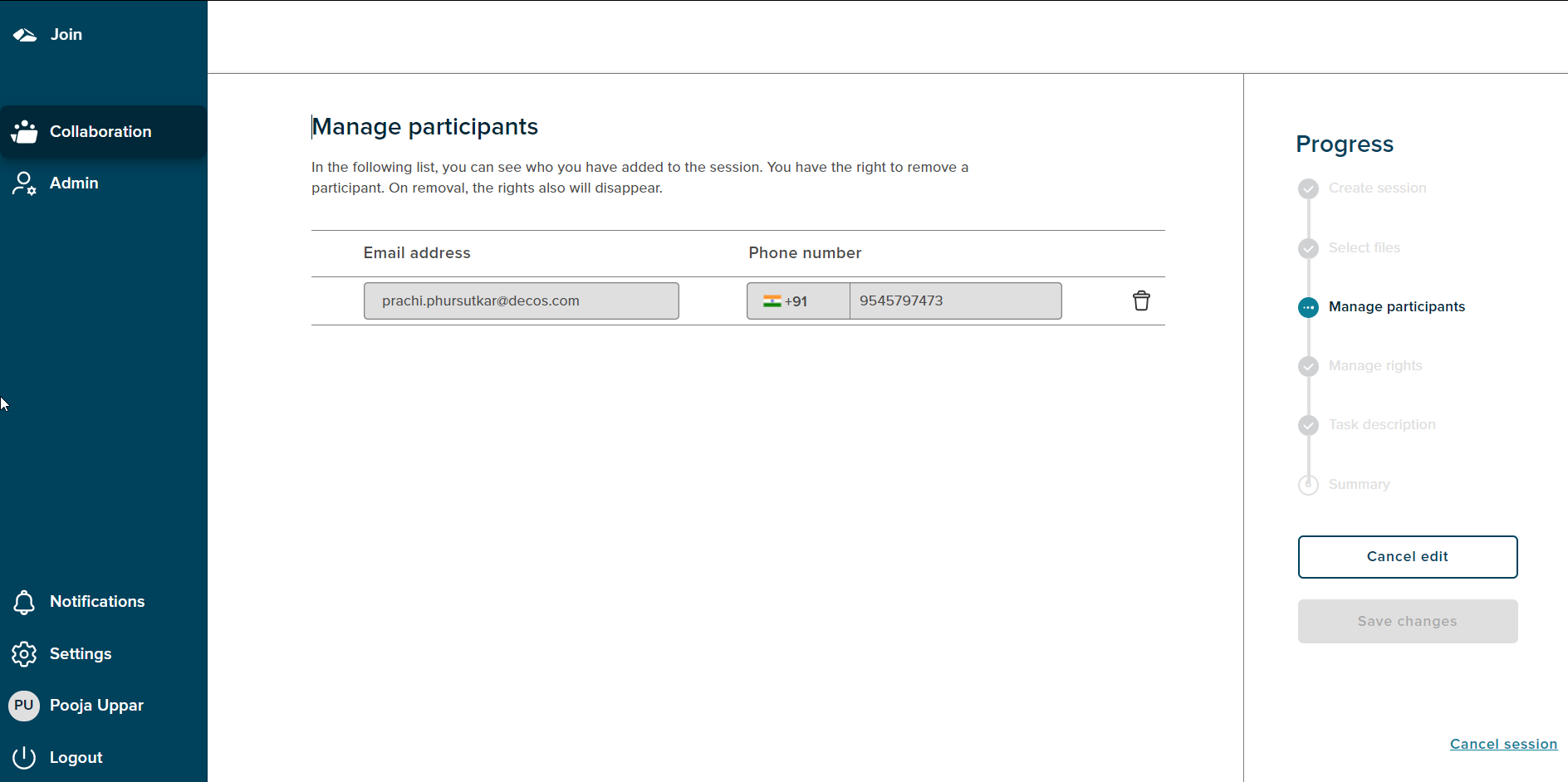 Manage participants | Decos Wiki
