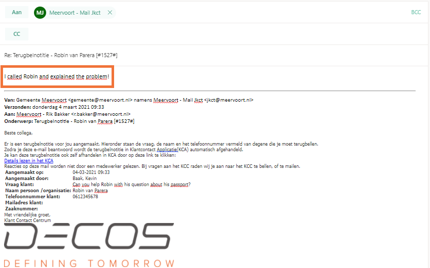 JKC - Handling a Task | Decos Wiki